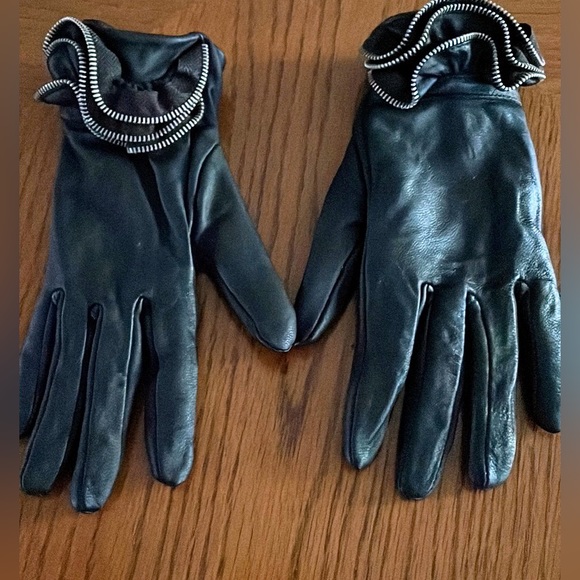 Accessories | Sheep Leather With Zipper Accent Cuffs Black | Poshmark